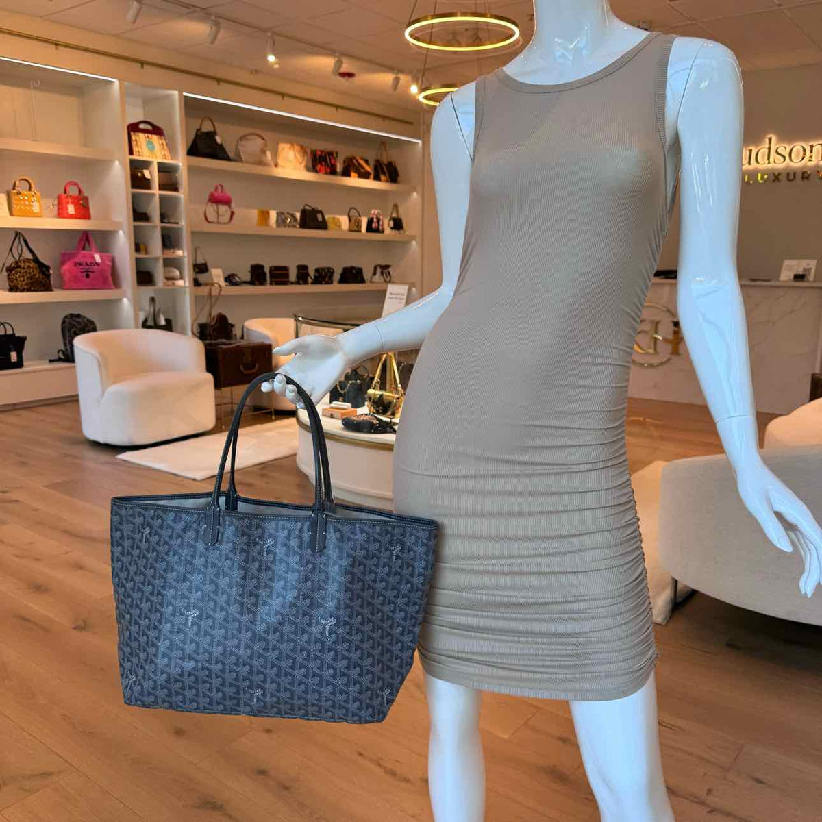 GOYARD Goyardine Saint Louis PM Tote Grey - Kent & Hudson